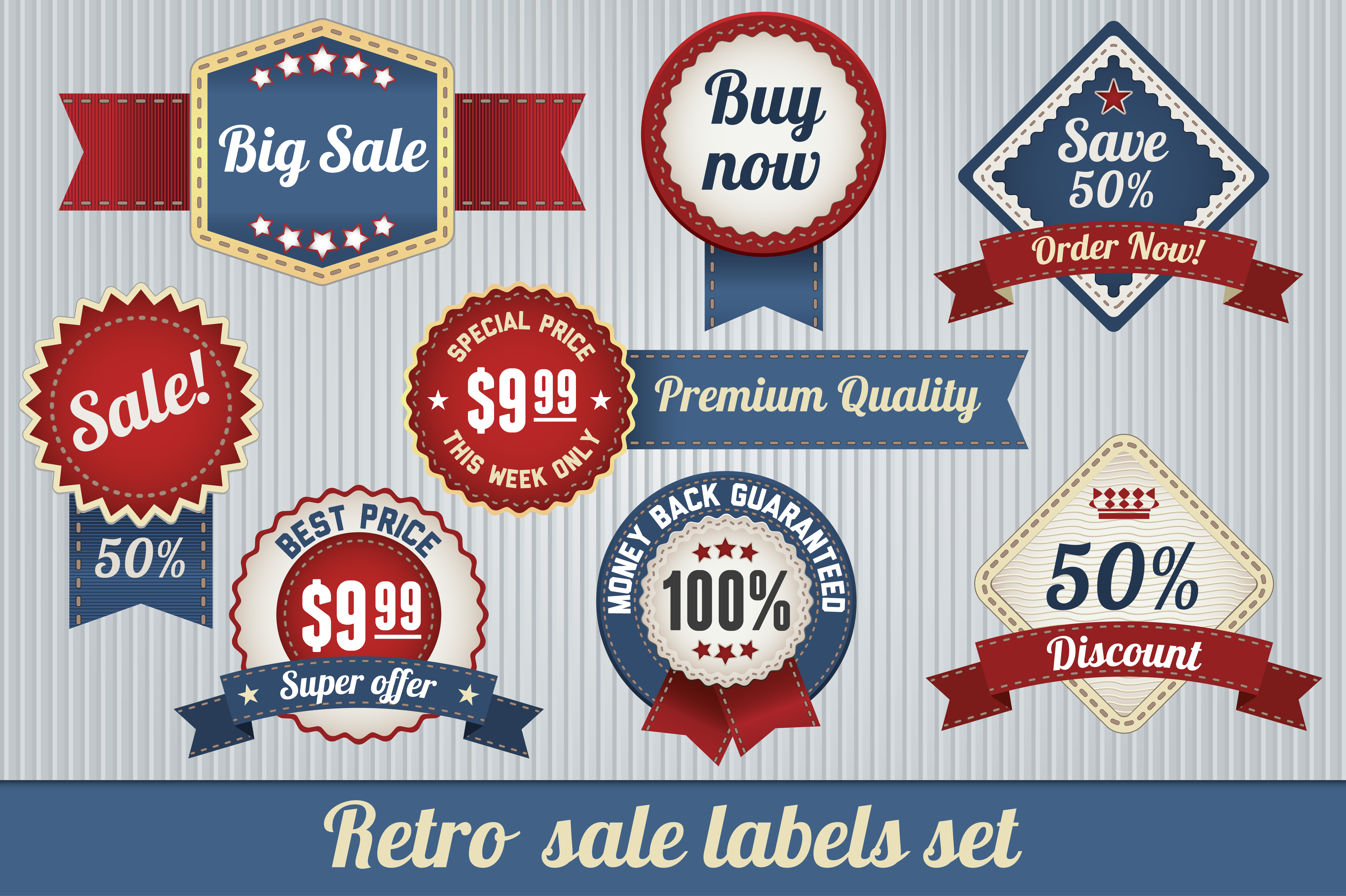 Retro Sale Labels Set ~ Objects on Creative Market