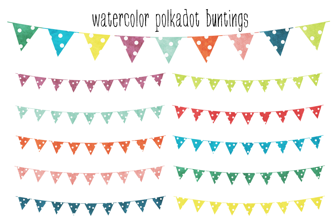 Watercolor Polkadot Buntings ~ Objects on Creative Market