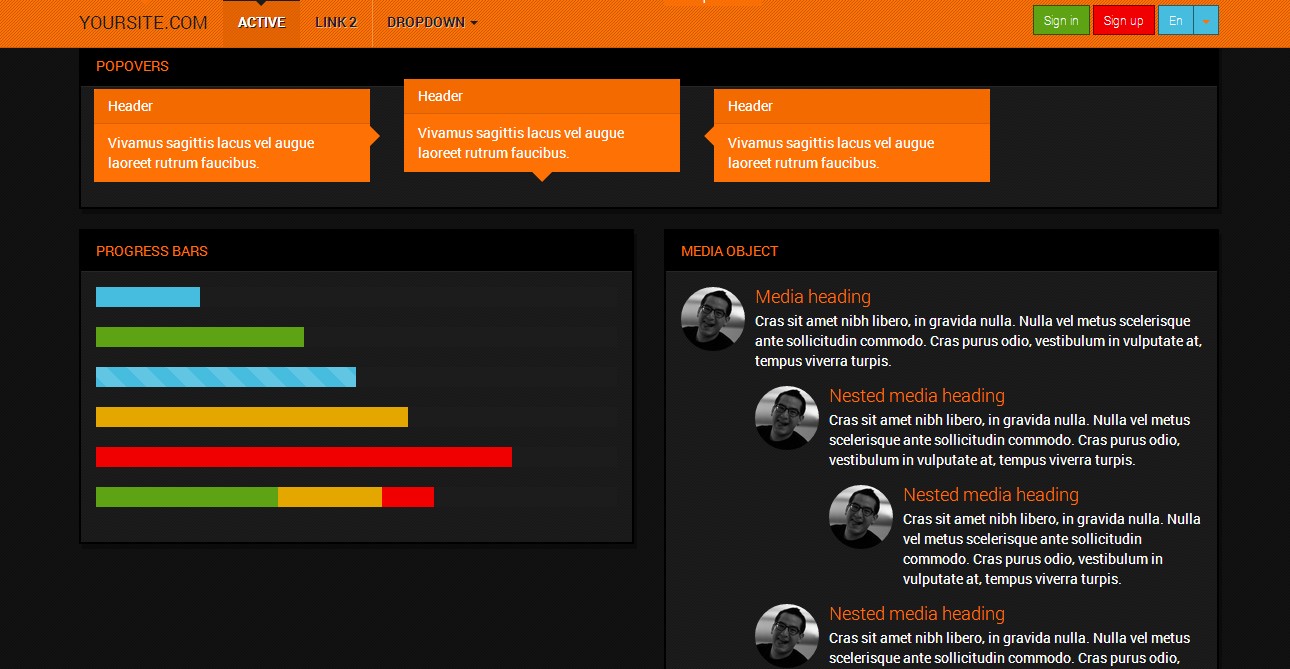 Bootstrap 3.0. Robotron orange theme ~ Bootstrap Themes on Creative Market