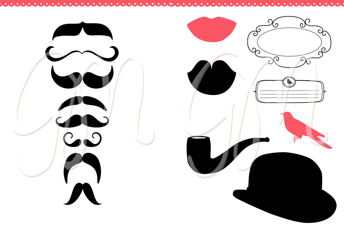 Mustache, Spectacles and Lips Kiss ~ Illustrations on Creative Market