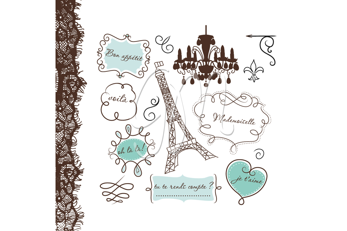 12 Paris Frames clip art, background ~ Illustrations on Creative Market