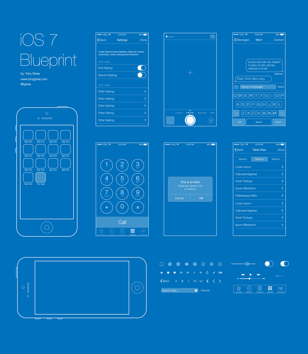 iOS Wireframe Blueprint ~ Product Mockups on Creative Market