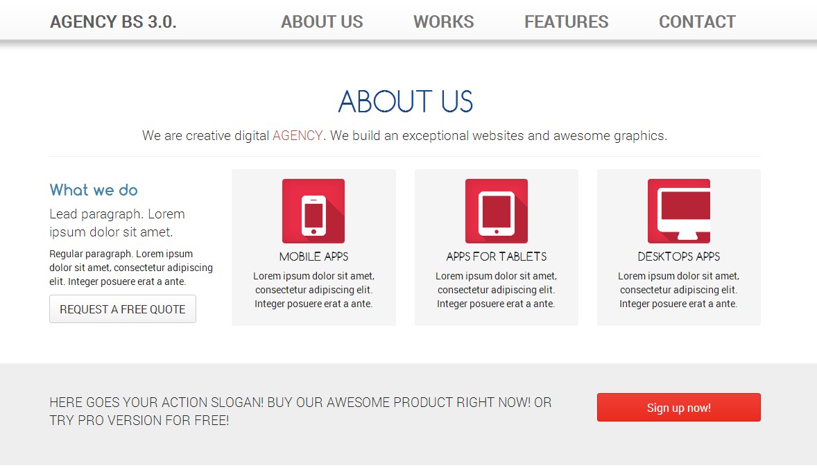 BootAgency Bootstrap 3.0. template ~ Website Templates on Creative Market