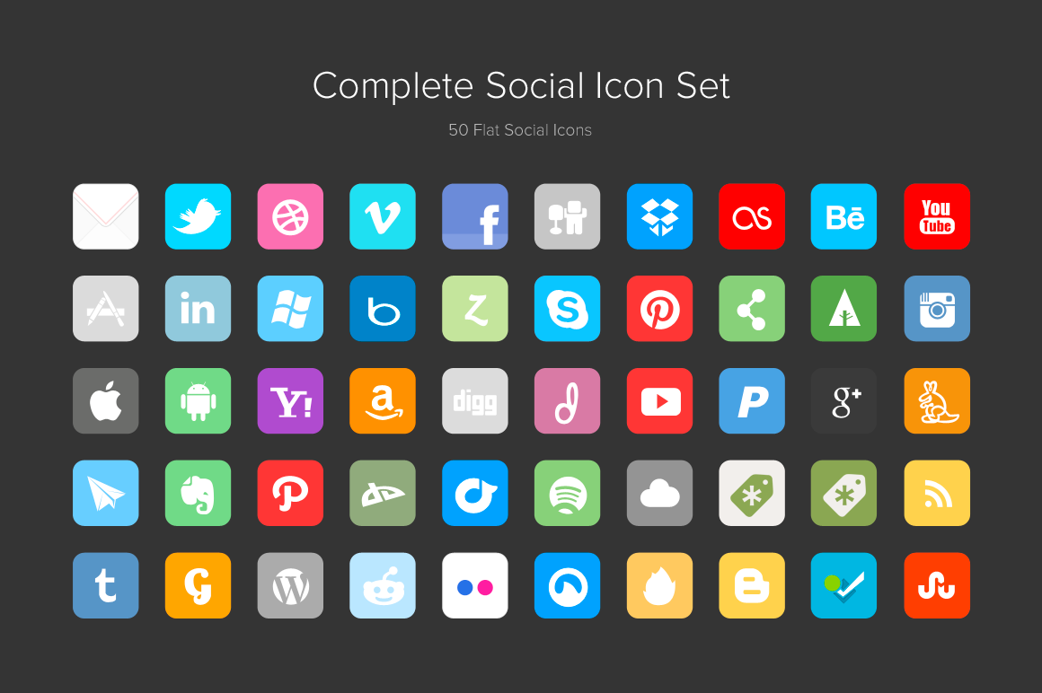 Complete Social Icon Set ~ Icons on Creative Market