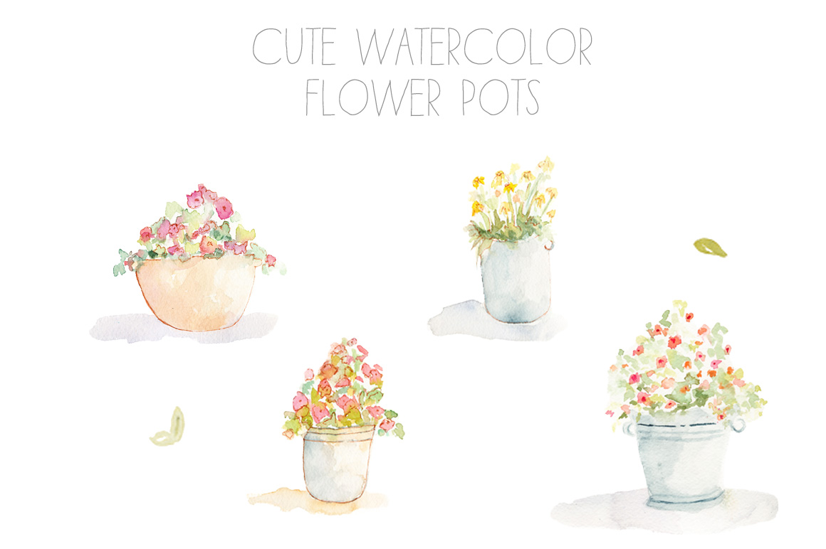 Watercolor Flower Pots ~ Illustrations on Creative Market