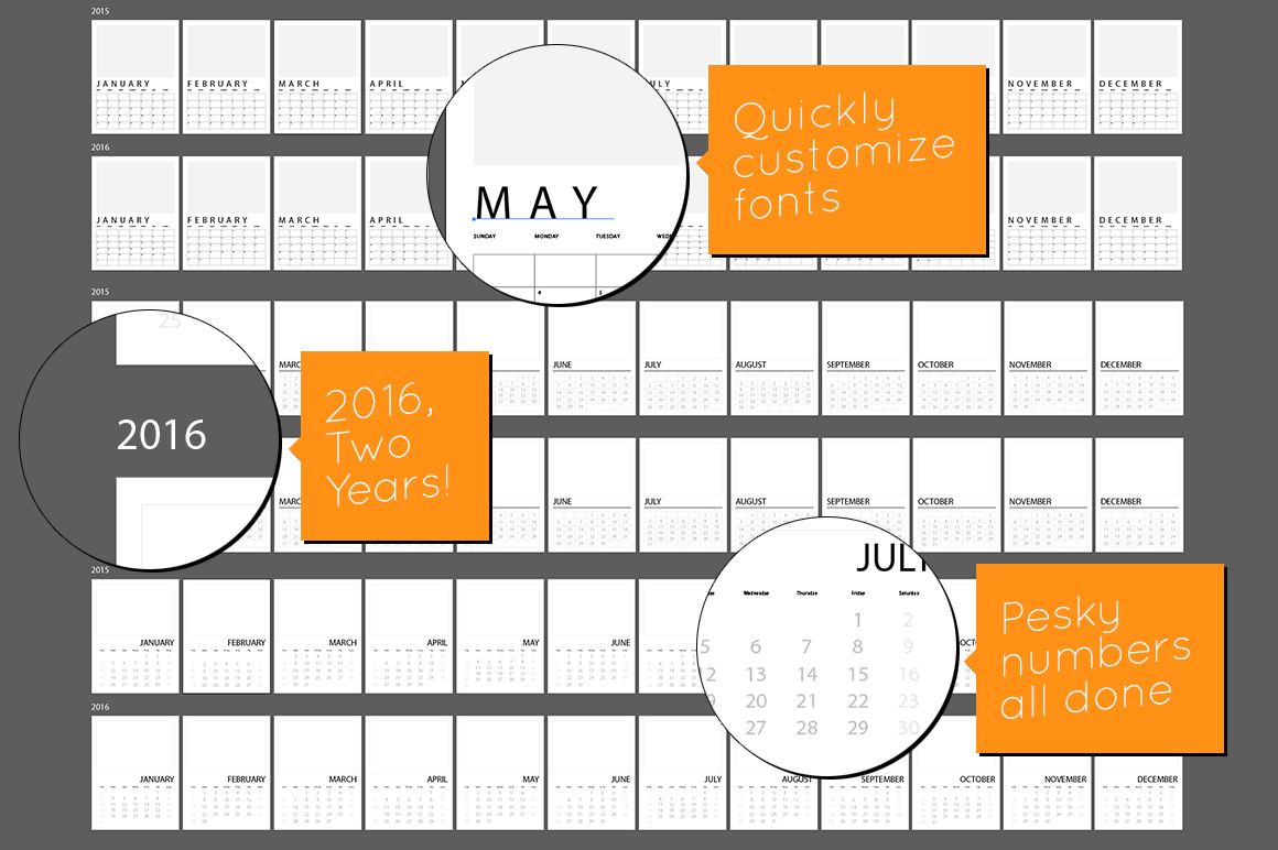 2015/2016 Calendar Templates ~ Templates on Creative Market