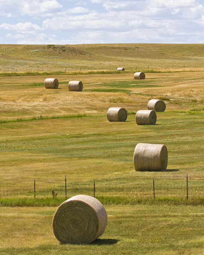 Large round bales of hay ~ Abstract Photos on Creative Market