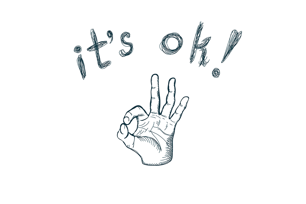 Hand draw sketch vintage okay hand ~ Illustrations on Creative Market