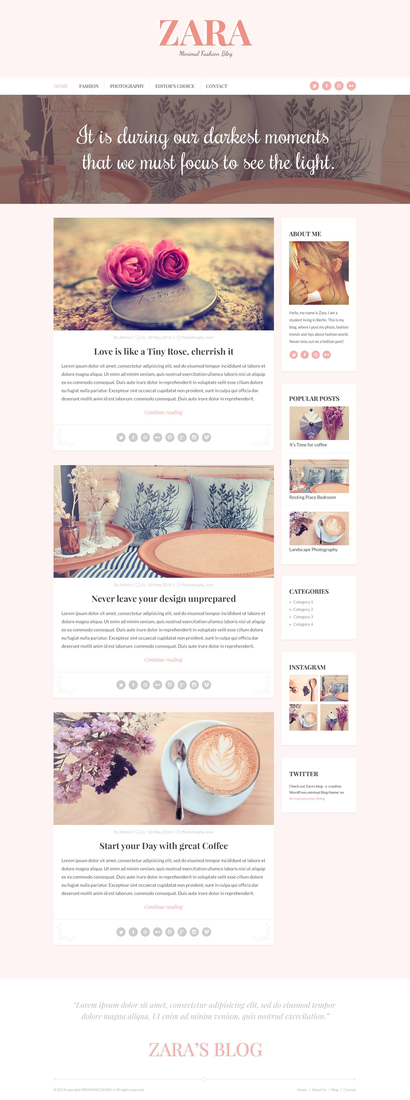 Zara - Minimal Fashion Blog Template ~ Website Templates on Creative Market