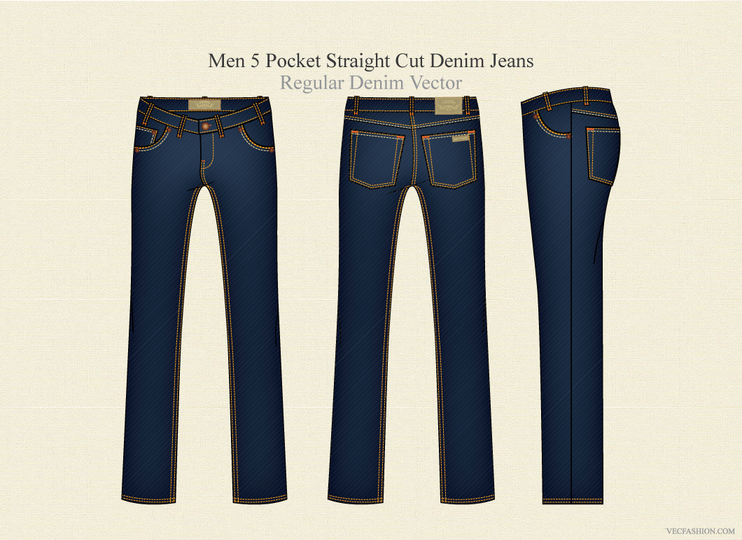 Men Straight Cut Denim Jeans Vector ~ Illustrations on Creative Market