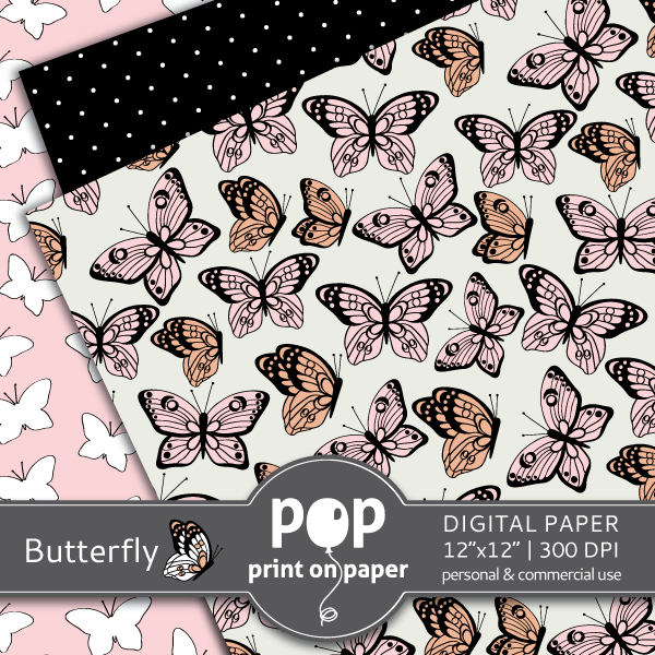 Butterfly Digital Paper ~ Patterns on Creative Market