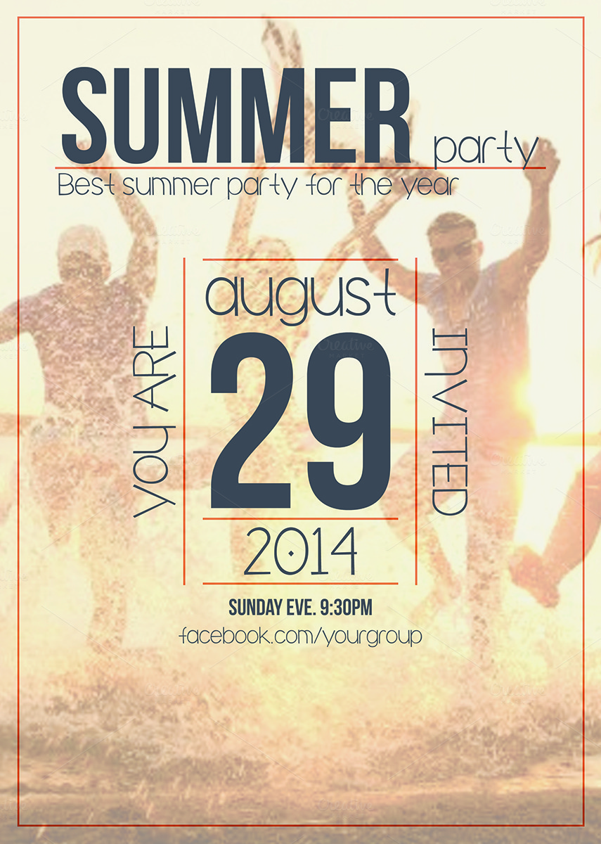 Clean retro style flyer or poster ~ Stationery Templates on Creative Market