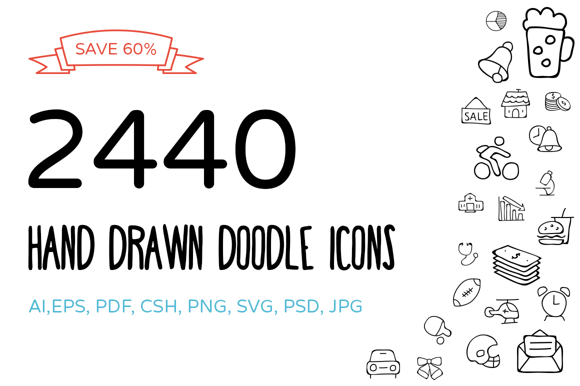 2440 Hand Drawn Doodle Icons Bundle ~ Icons on Creative Market