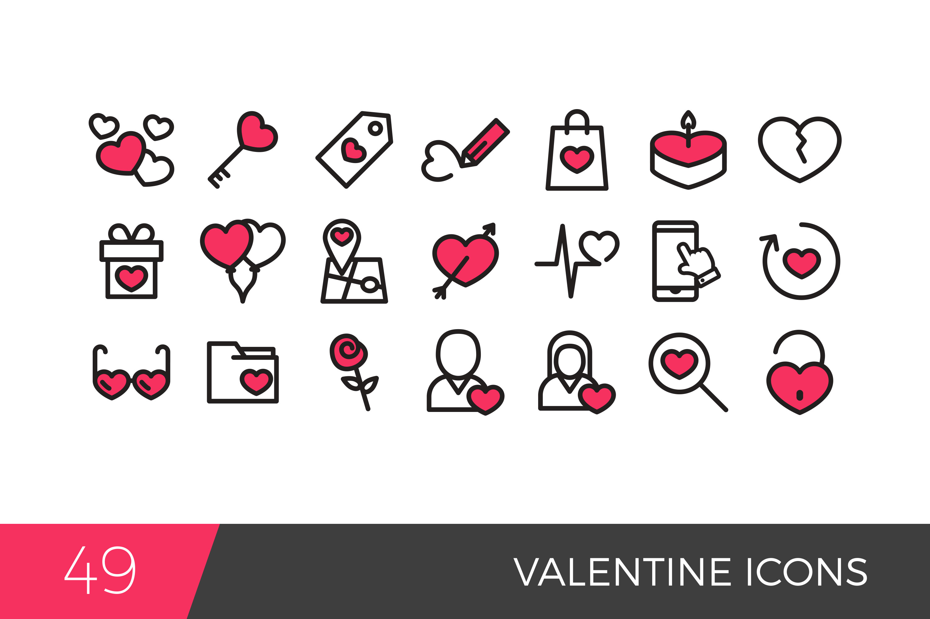 Colorful Valentine icons ~ Icons on Creative Market