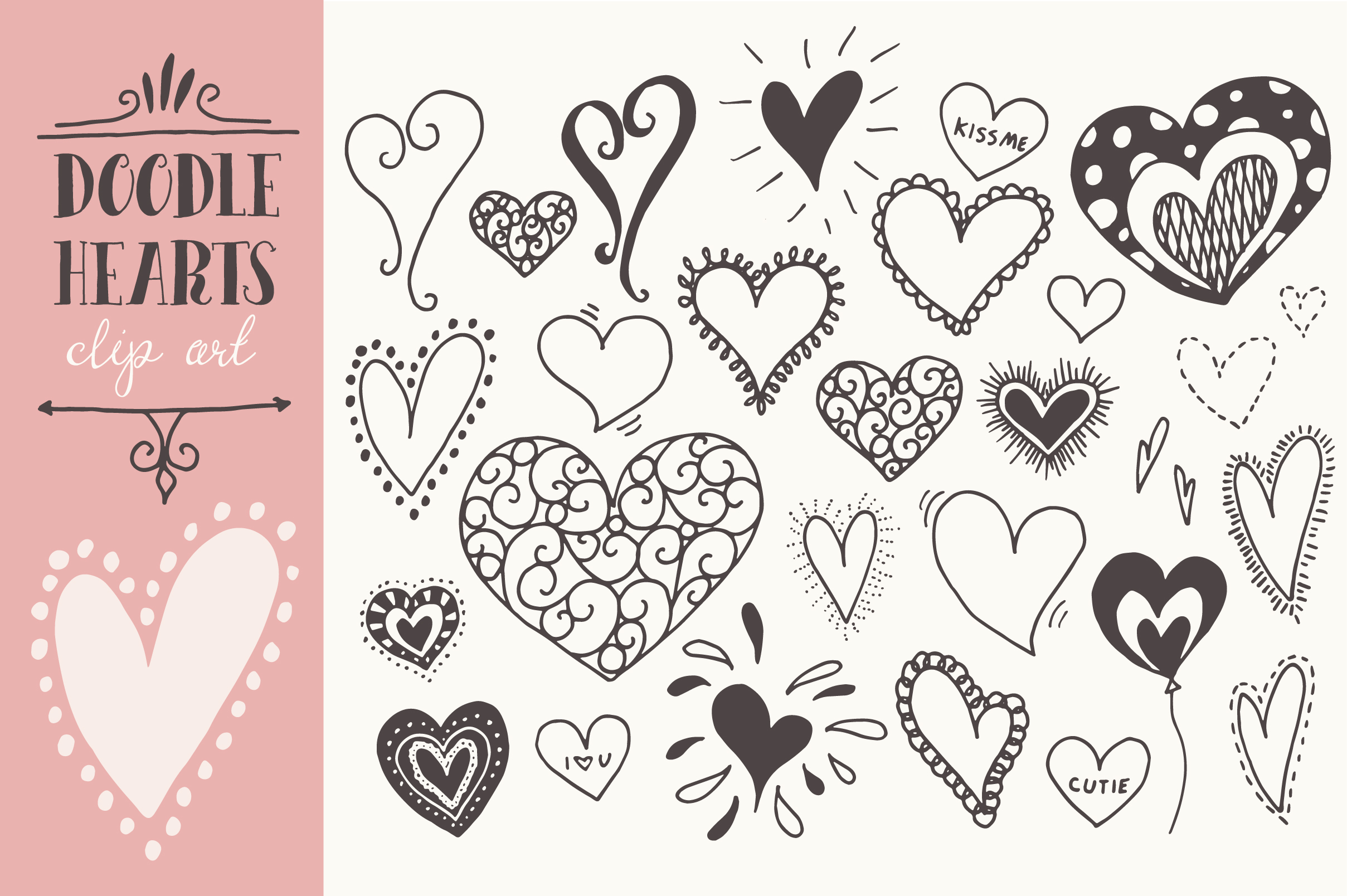 Doodle Hearts Clip Art ~ Graphics on Creative Market