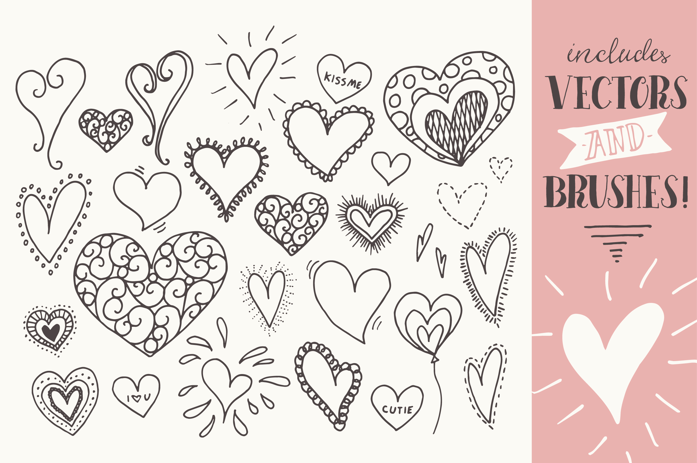 Doodle Hearts Clip Art ~ Graphics on Creative Market
