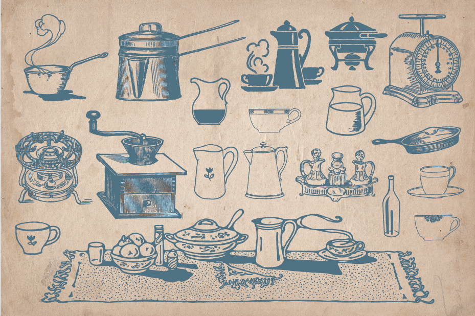 64 Vintage Kitchenware elements ~ Objects on Creative Market