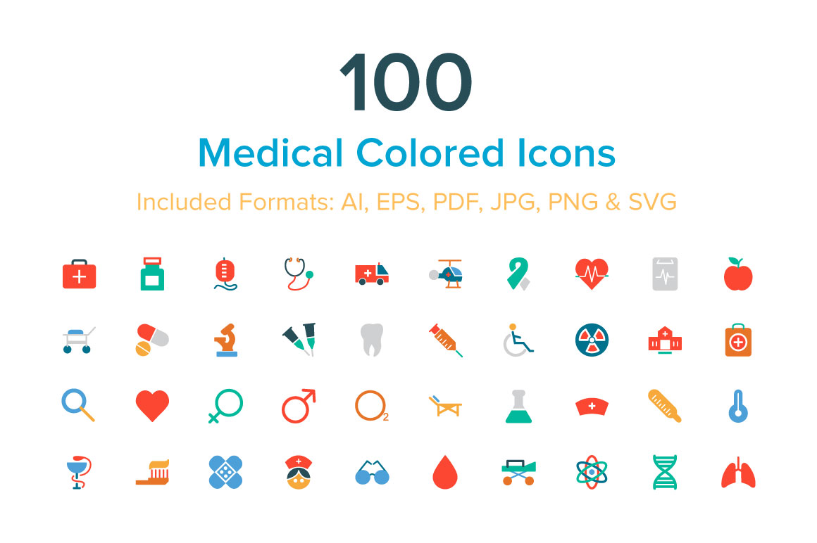 100 Medical Colored Icons ~ Icons on Creative Market