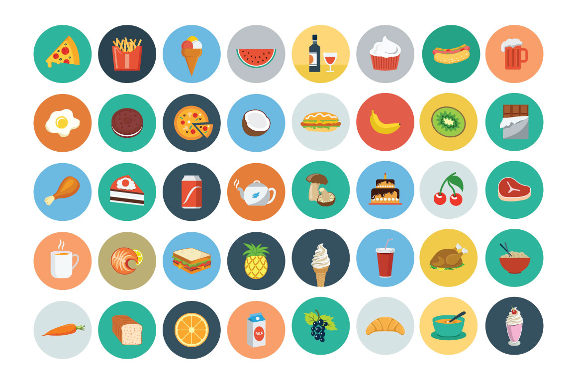 100 Food Flat Icons ~ Icons on Creative Market