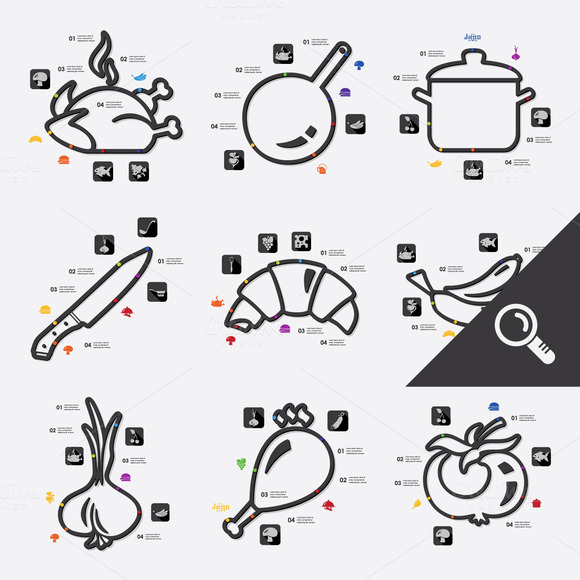 9 RESTAURANT infographics ~ Illustrations on Creative Market