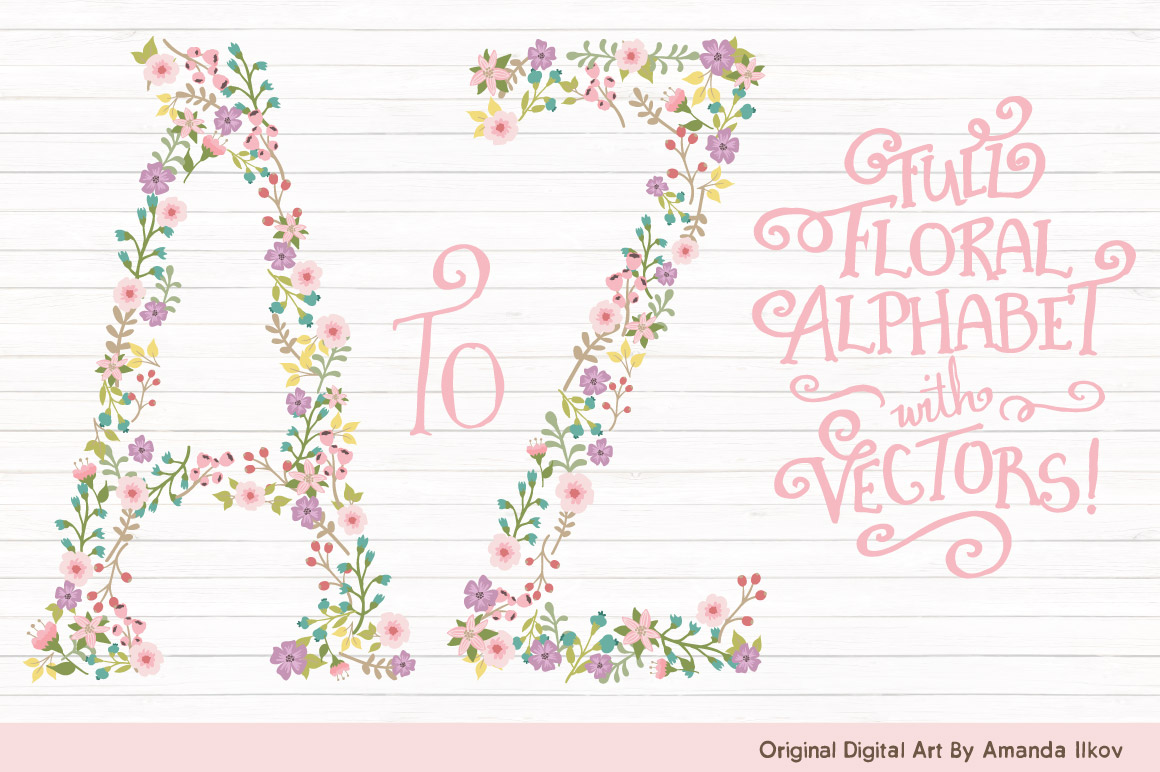 Garden Party Floral Alphabet Vectors ~ Illustrations on Creative Market