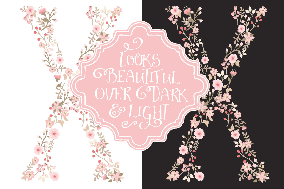 Soft Pink Floral Alphabet Vectors ~ Illustrations on Creative Market