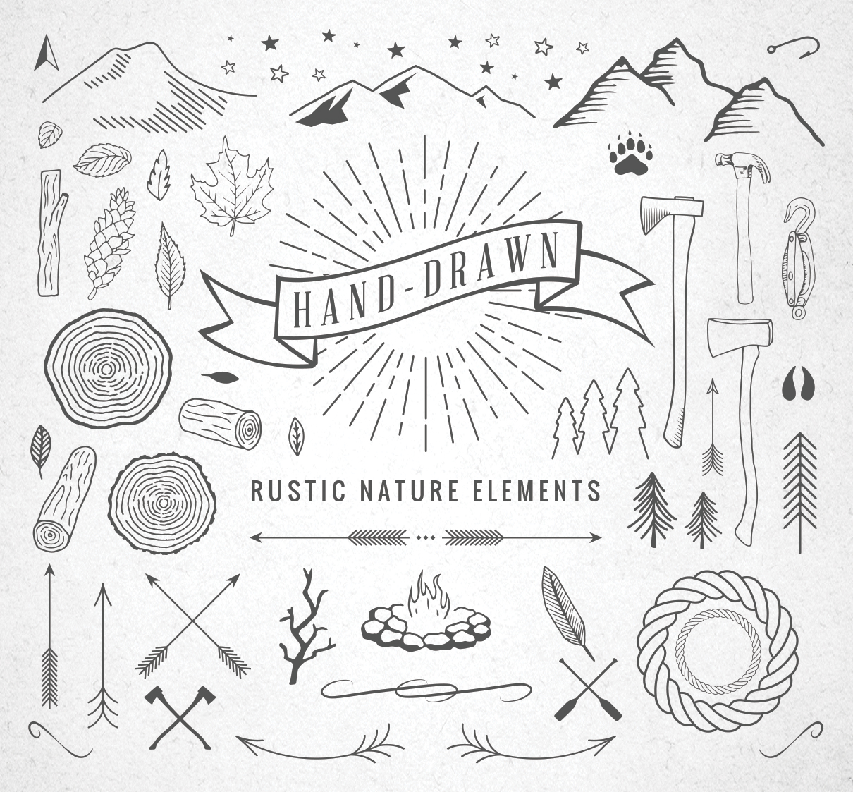 Hand-Drawn Rustic Nature Elements ~ Illustrations on Creative Market