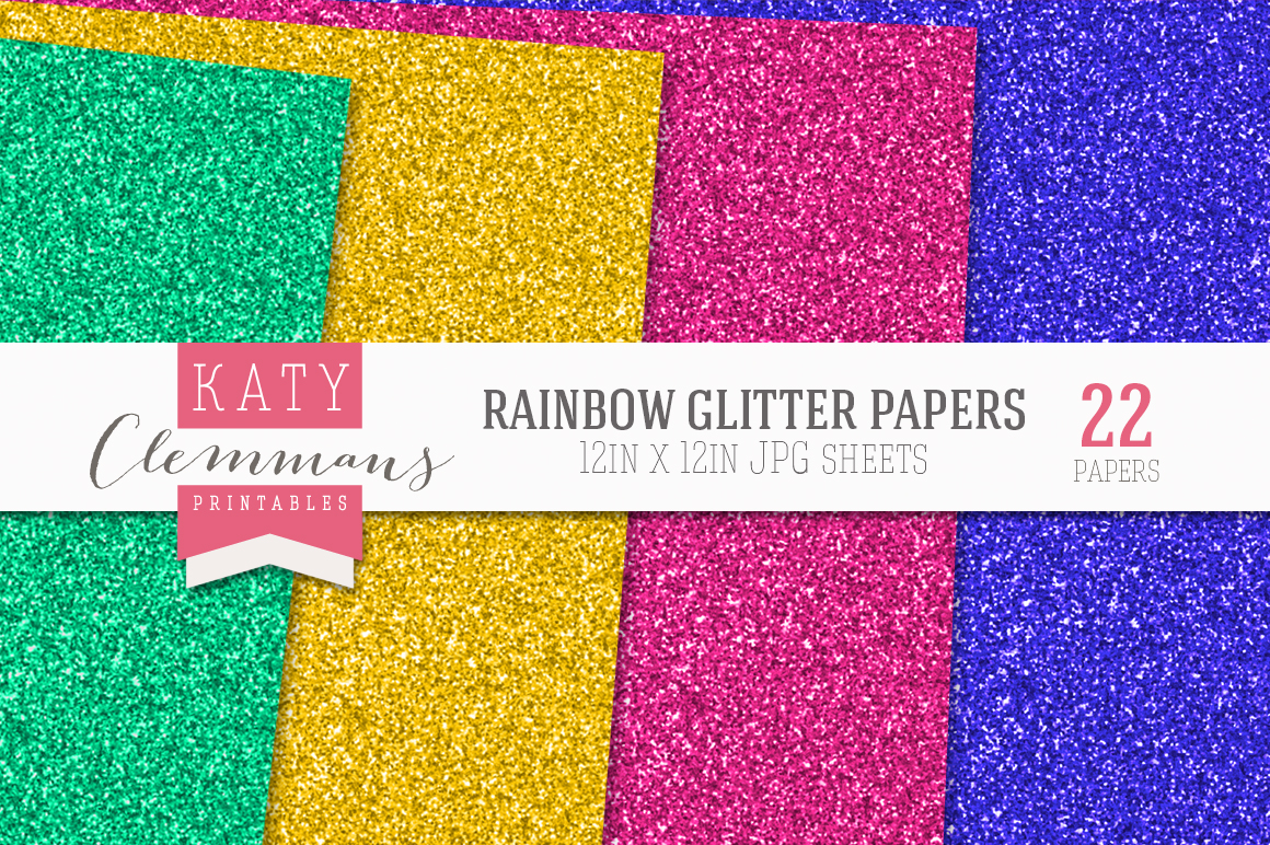 Rainbow Glitter Papers bumper pack ~ Textures on Creative Market