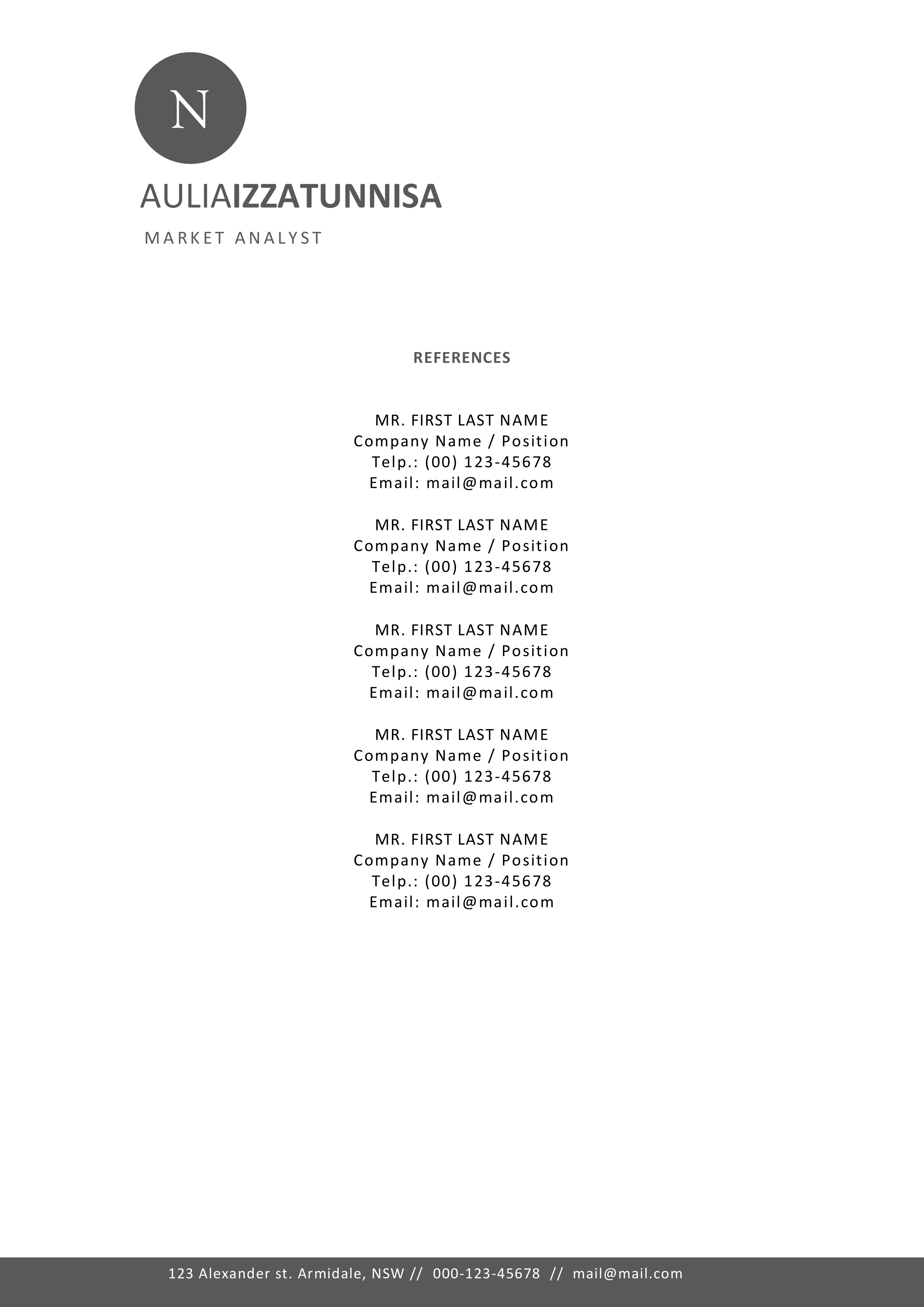 Round initial simple resume template ~ Resume Templates on Creative Market