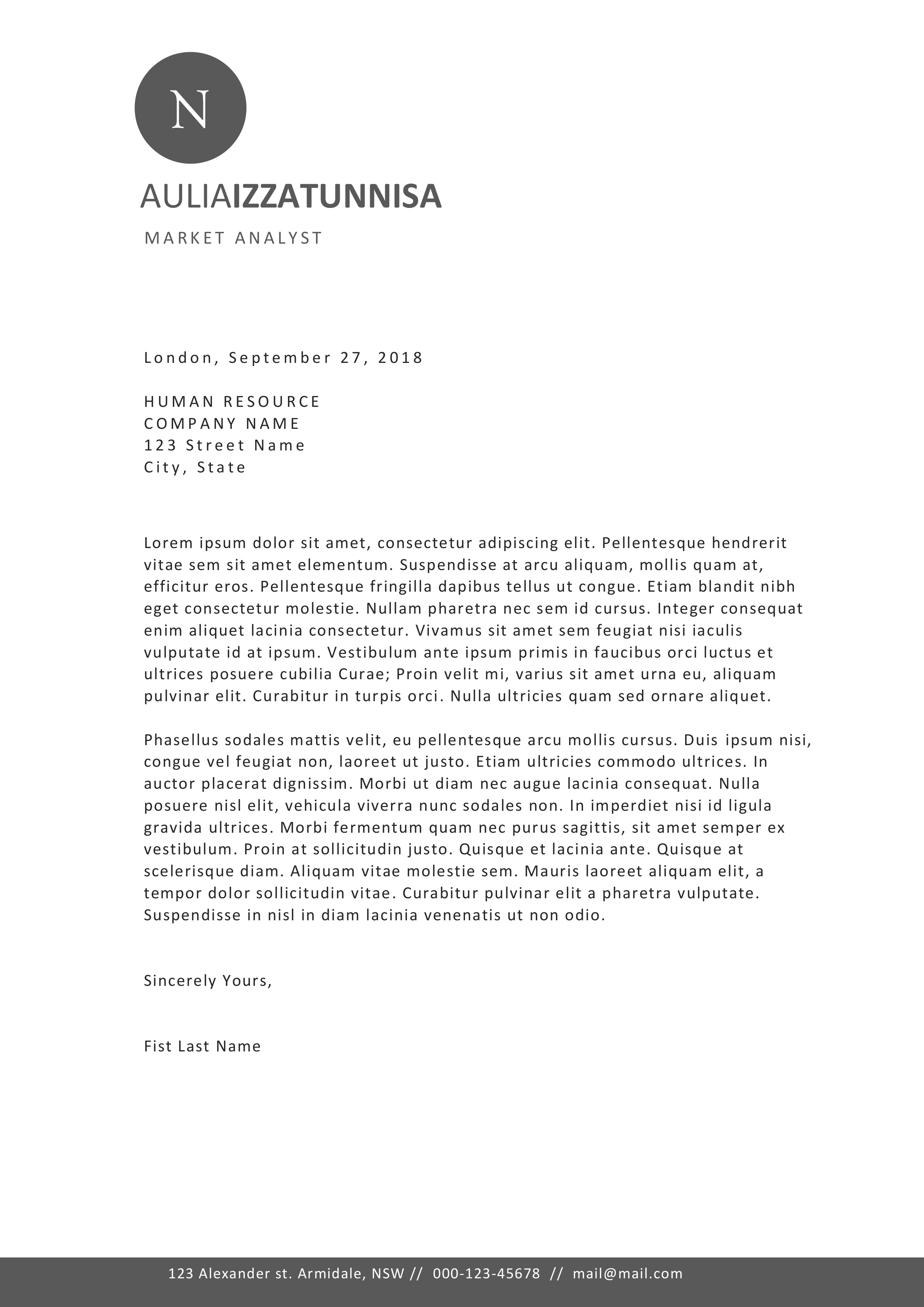 Round initial simple resume template ~ Resume Templates on Creative Market