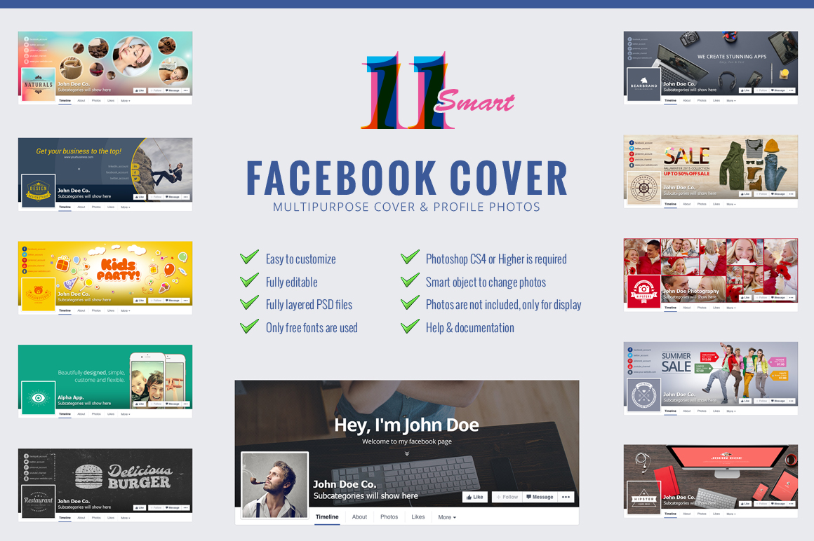 11 Smart Facebook Cover Photo ~ Web Elements on Creative Market