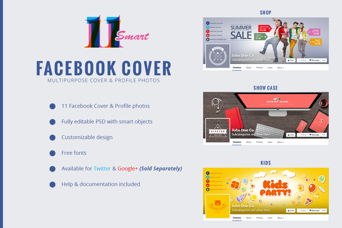 11 Smart Facebook Cover Photo ~ Web Elements on Creative Market
