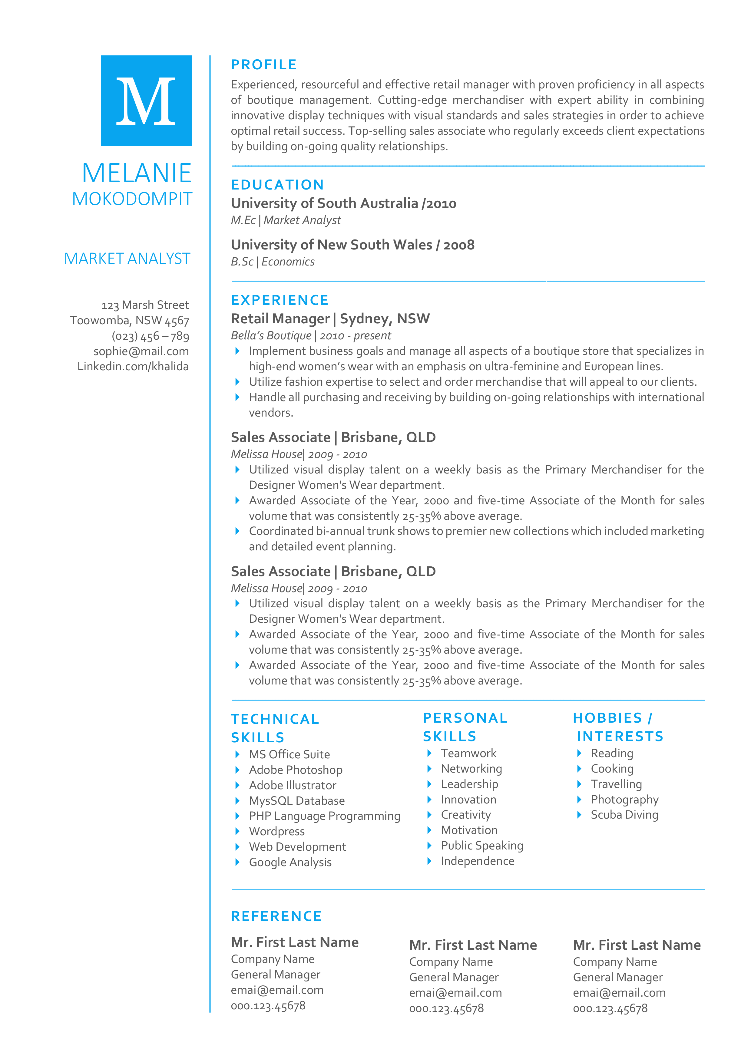 Square initial simple Word resume ~ Resume Templates on Creative Market