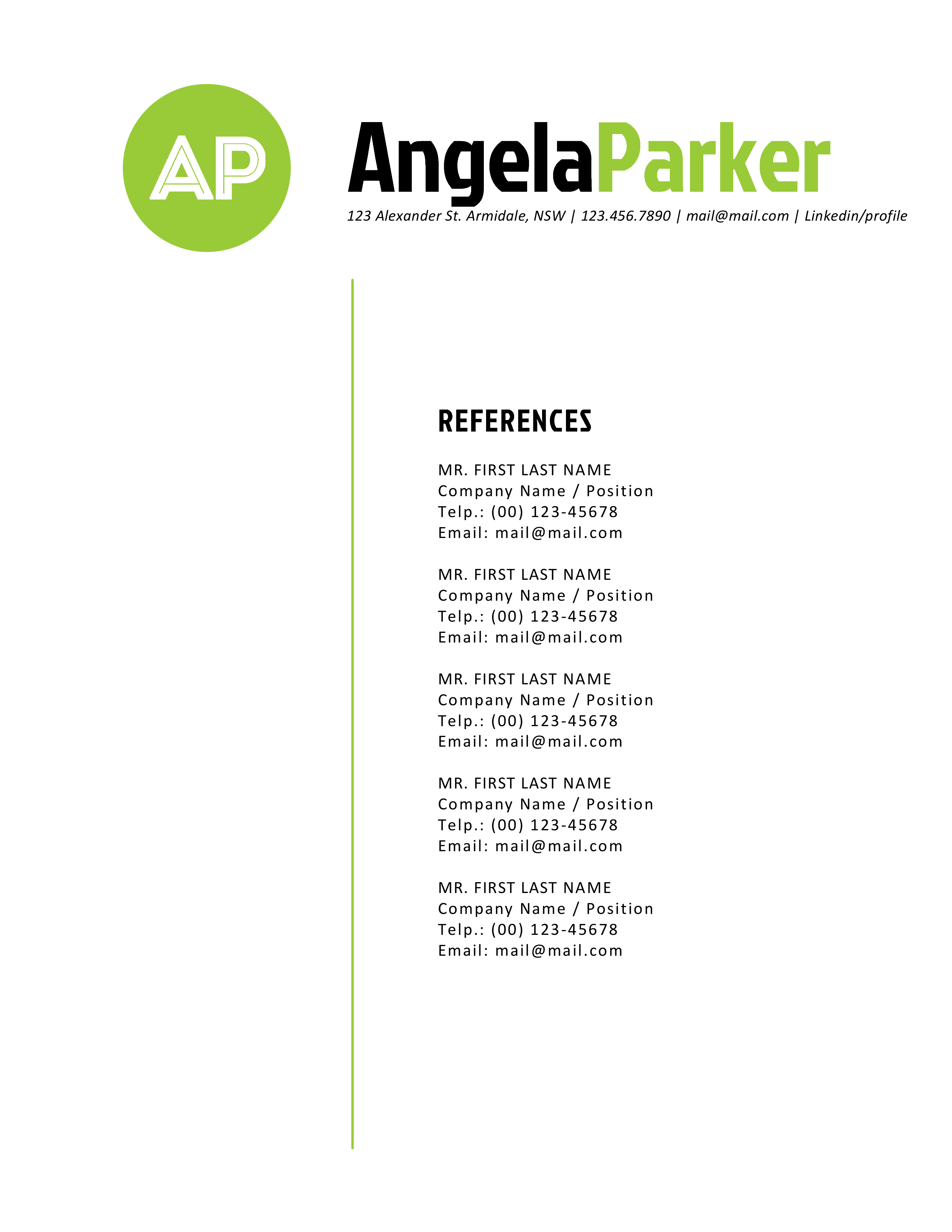 Round bold initials resume template ~ Resume Templates on Creative Market