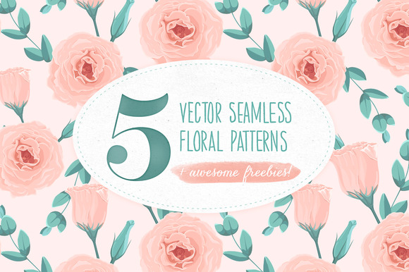 5 Seamless Floral Patterns + Freebie ~ Patterns on Creative Market