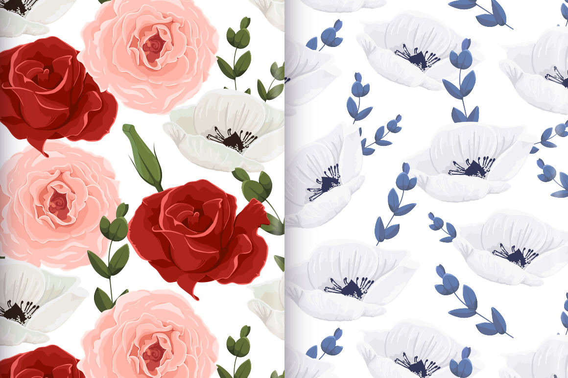 5 Seamless Floral Patterns + Freebie ~ Patterns on Creative Market
