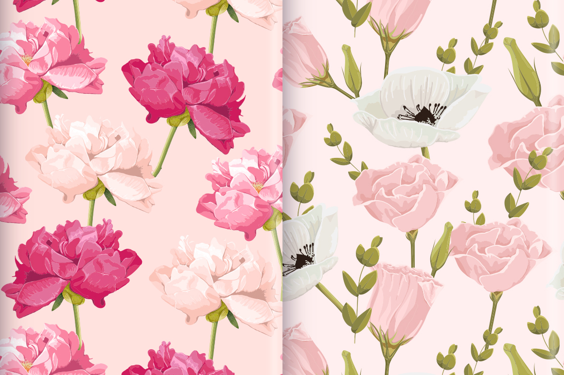 5 Seamless Floral Patterns + Freebie ~ Patterns on Creative Market