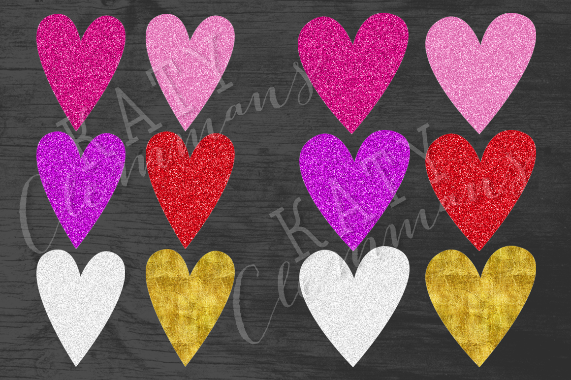 Glitter Hearts clip art pack ~ Illustrations on Creative Market