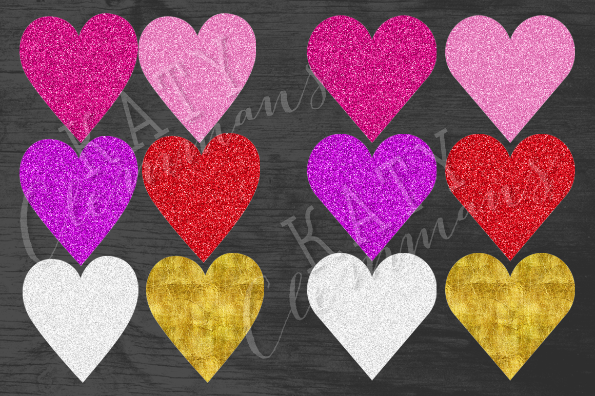 Glitter Hearts clip art pack ~ Illustrations on Creative Market