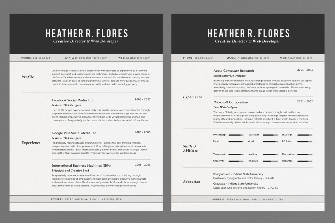 2 Pages Resume Set | CV Template ~ Resume Templates on Creative Market