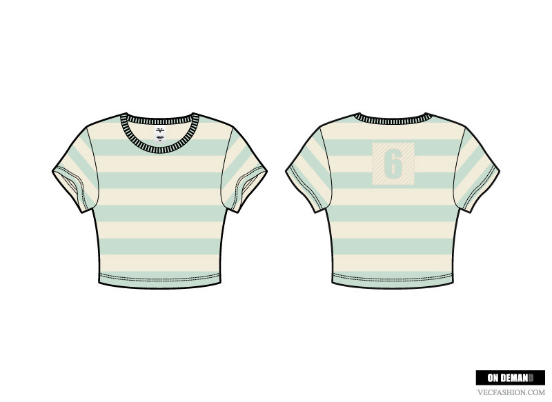 Women Roundneck Crop Tee Vector ~ Illustrations on Creative Market