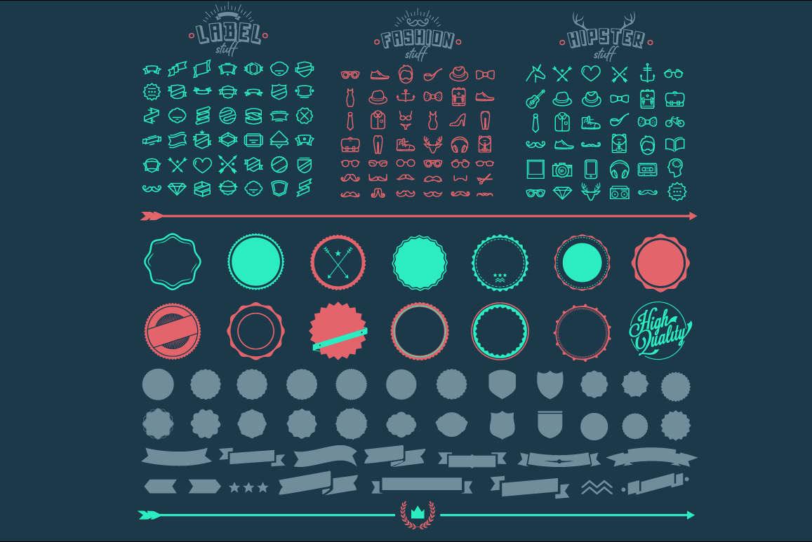 200 Hipster design elements ~ Illustrations on Creative Market