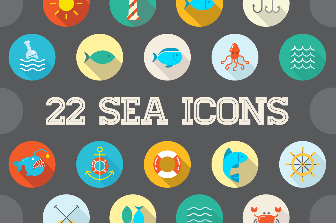 Awesome 22 Flat Vector Sea Icons ~ Icons on Creative Market