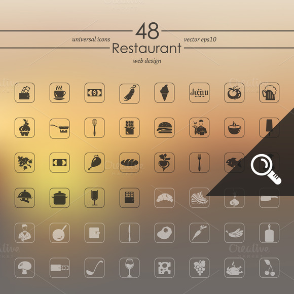 48 RESTAURANT icons ~ Web Elements on Creative Market