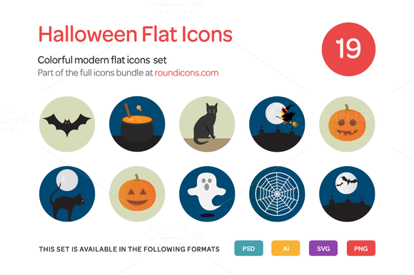 Halloween Flat Icons Set ~ Icons on Creative Market