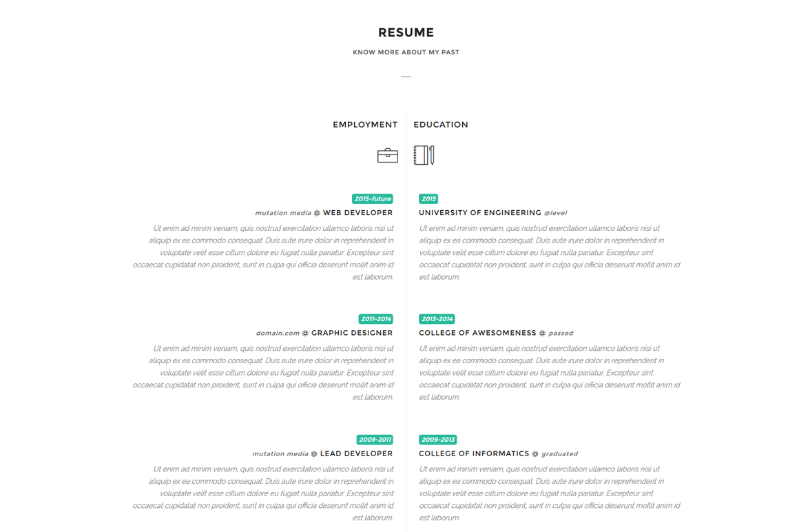 Bold - Personal Resume and Portfolio ~ Bootstrap Themes on Creative Market