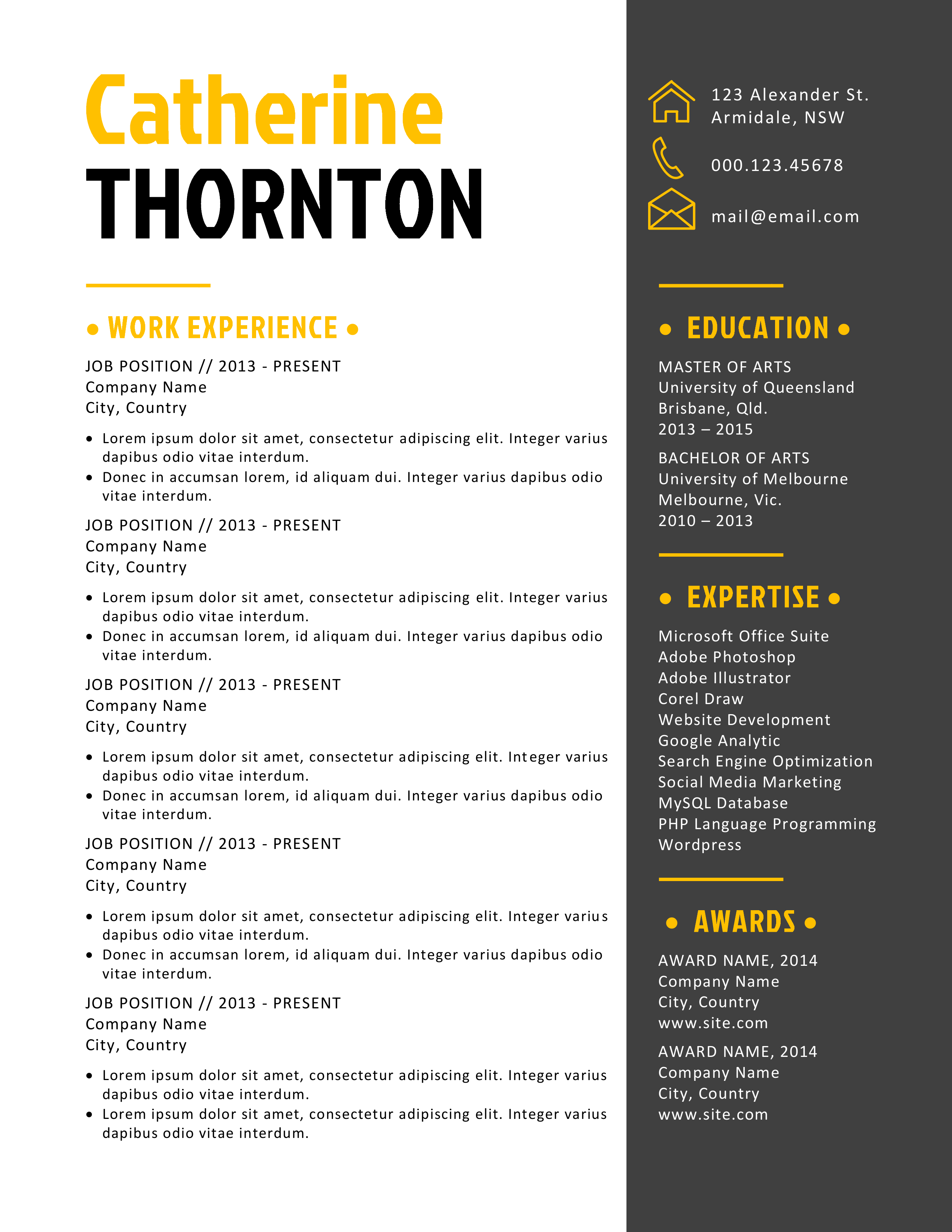Bold 2 in 1 Word resume template pkg ~ Resume Templates on Creative Market