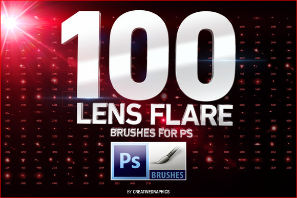 100 Lens Flare Brushes for Photoshop ~ Brushes on Creative Market