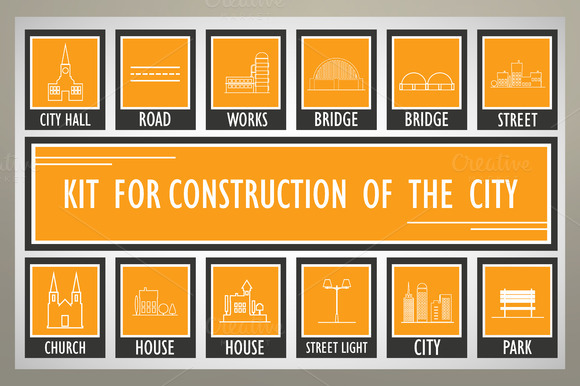 KIT FOR THE CONSTRUCTION OF THE CITY ~ Icons on Creative Market