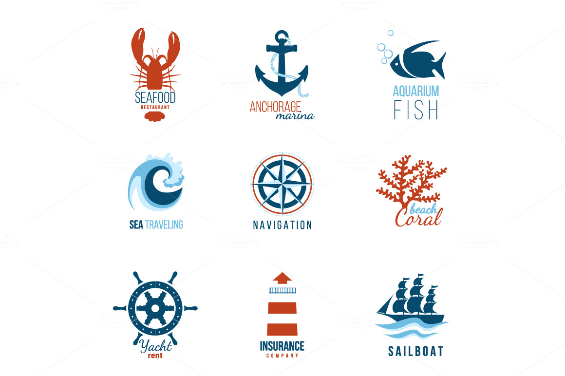 Sea theme designs ~ Logo Templates on Creative Market